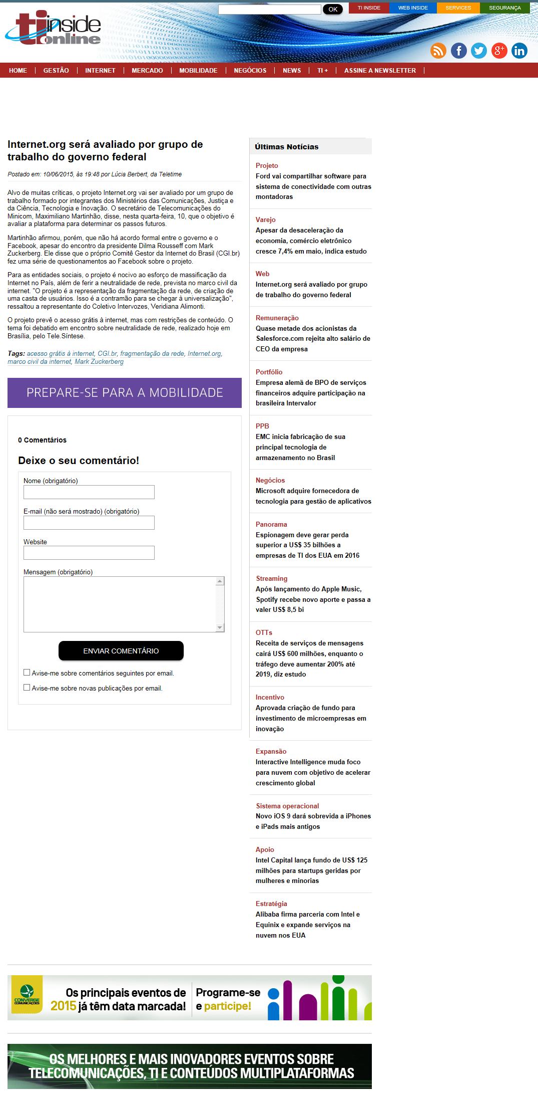 NIC.br - Na Mídia - Internet.org será avaliado por grupo de trabalho do ...