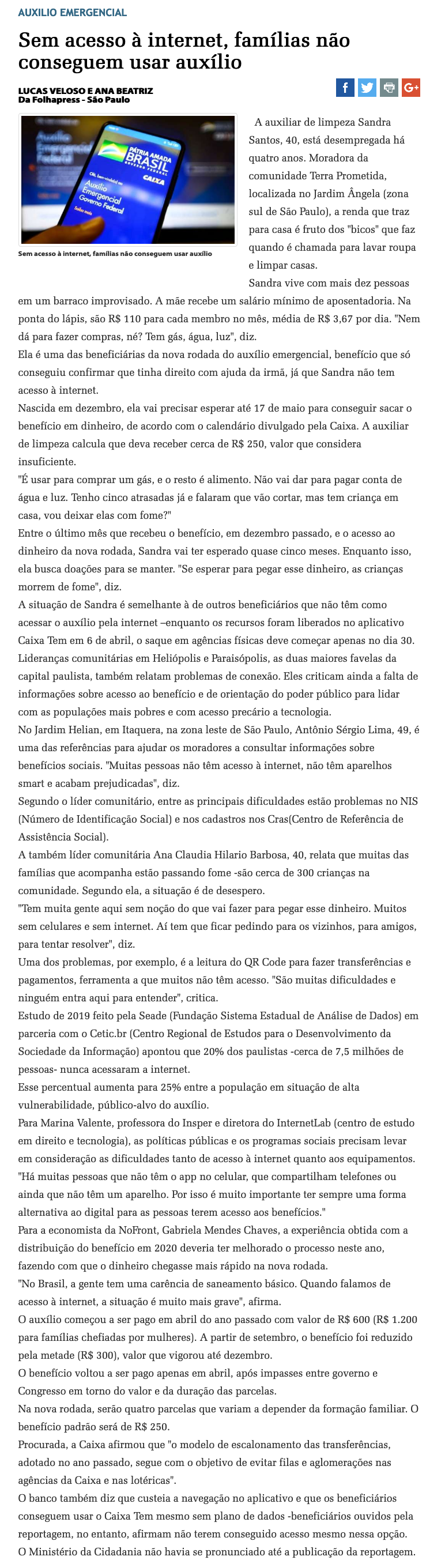 NIC.br - Na Mídia - Sem acesso à Internet, famílias não conseguem usar ...