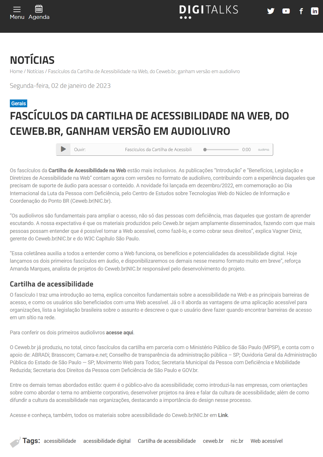 NIC.br - Na Mídia - Fascículos da Cartilha de Acessibilidade na Web, do ...