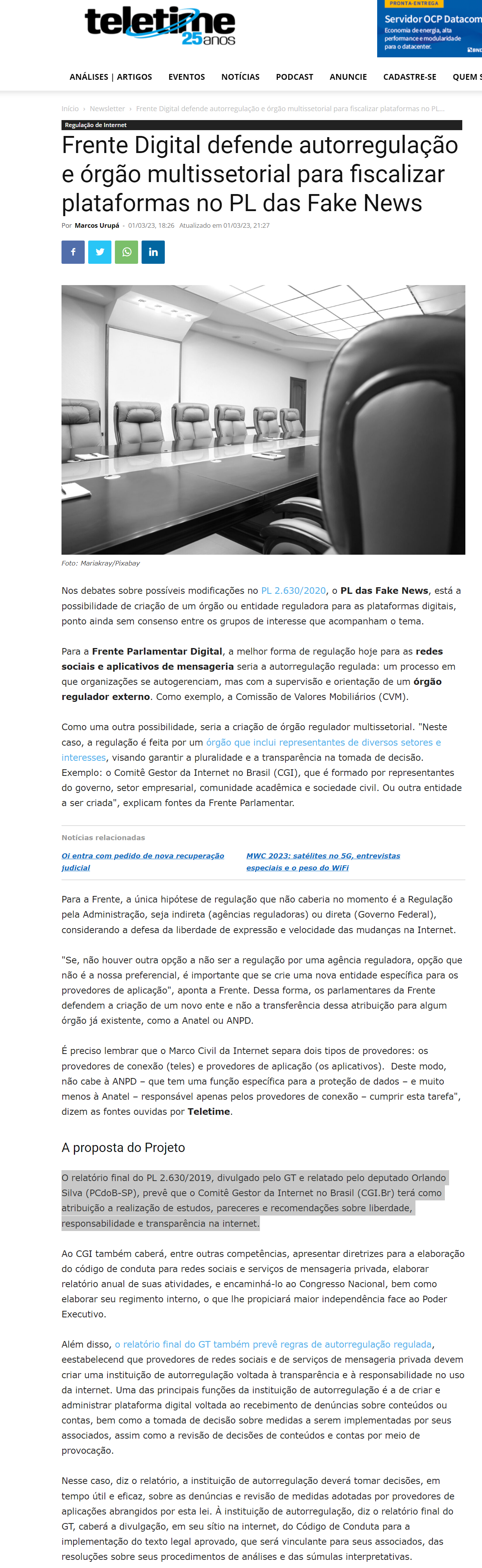 NIC.br - Na Mídia - Frente Digital defende autorregulação e órgão ...