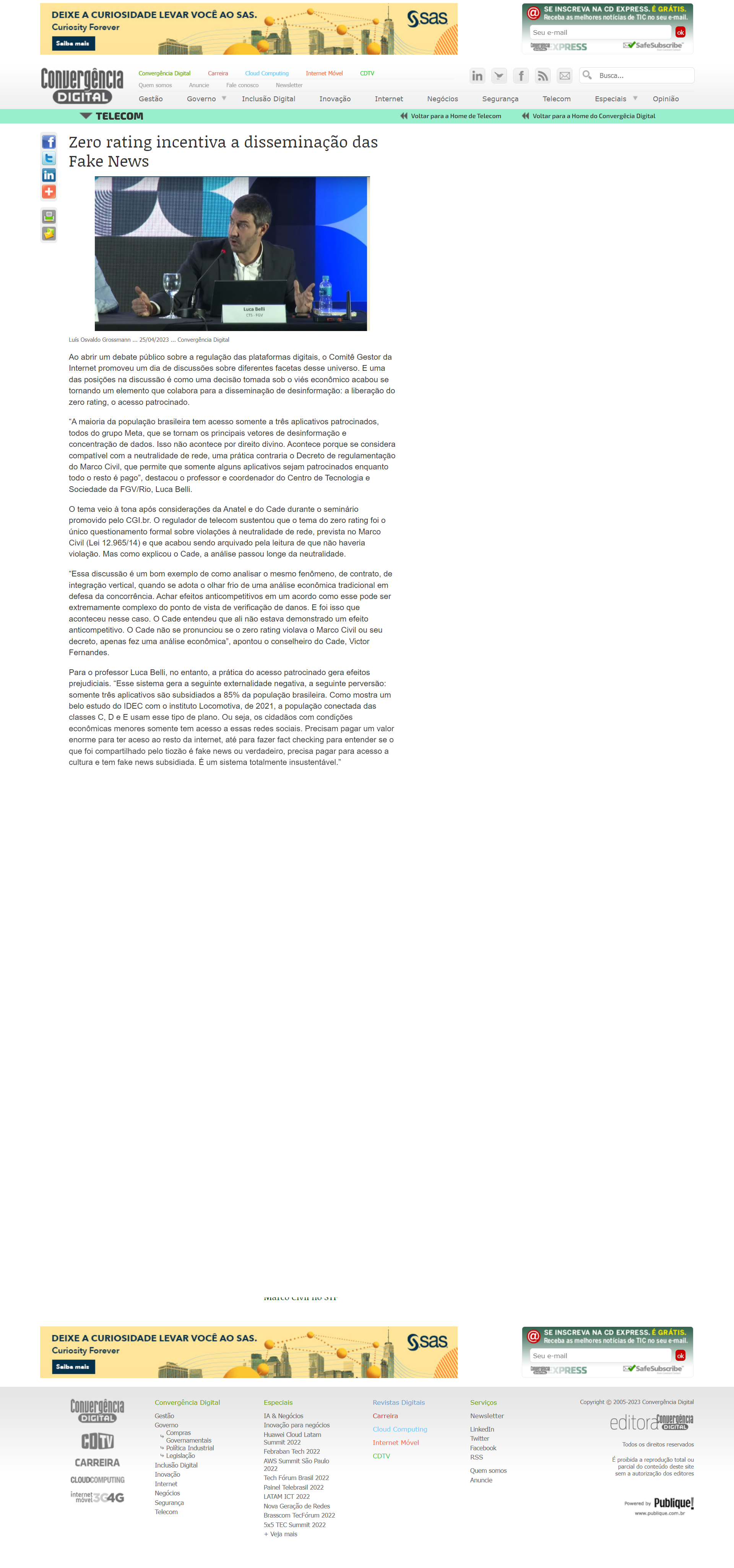 NIC.br - Na Mídia - Zero rating incentiva a disseminação das Fake News