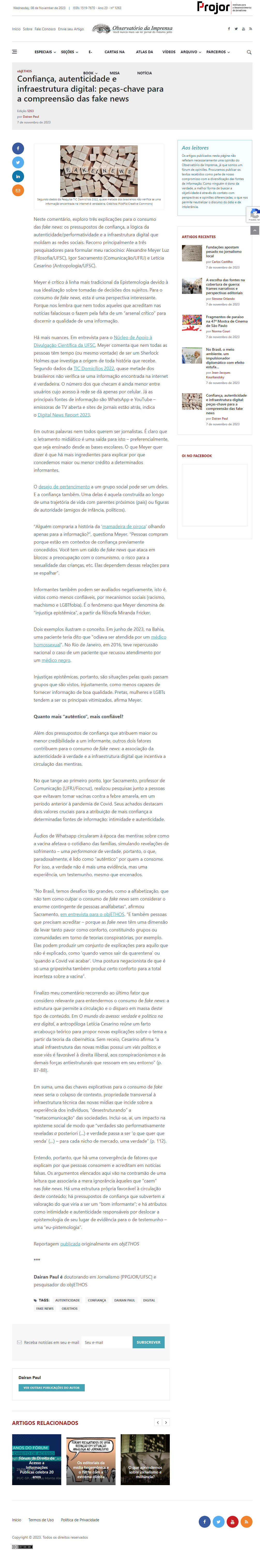 NIC.br - Na Mídia - Confiança, autenticidade e infraestrutura digital ...