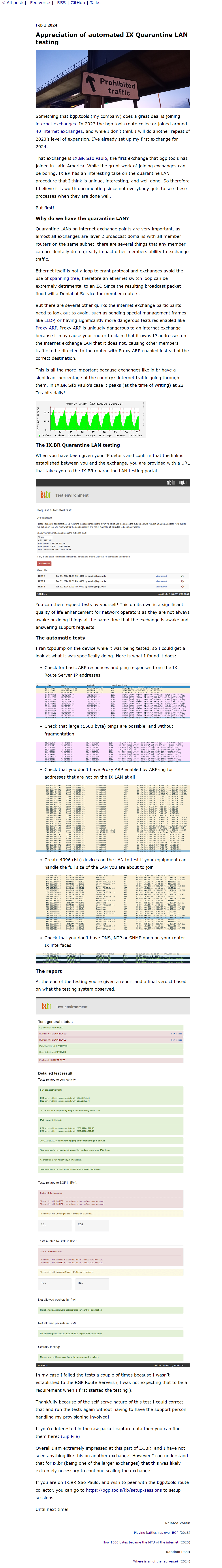 NIC.br - Na Mídia - Appreciation of automated IX Quarantine LAN testing