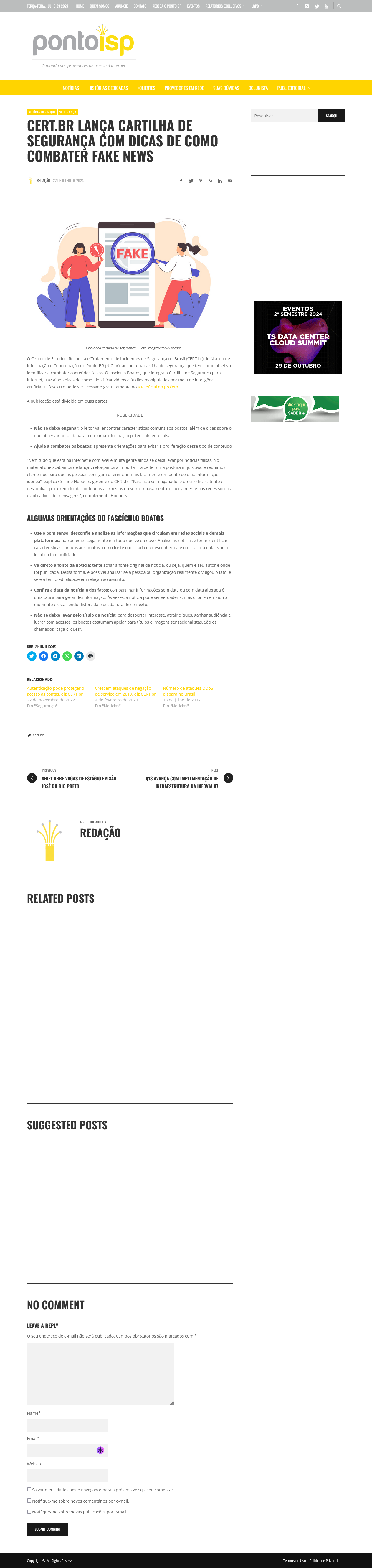 NIC.br - Na Mídia - CERT.br lança cartilha de segurança com dicas de ...