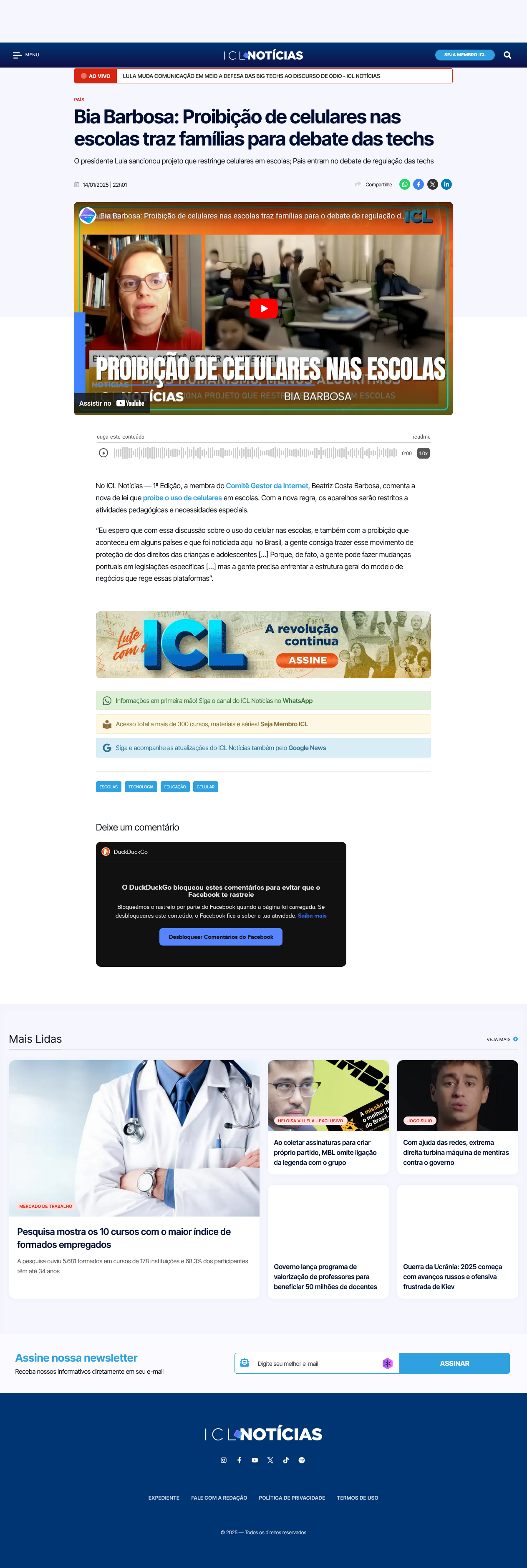 NIC.br - Na Mídia - Bia Barbosa: Proibição de celulares nas escolas ...