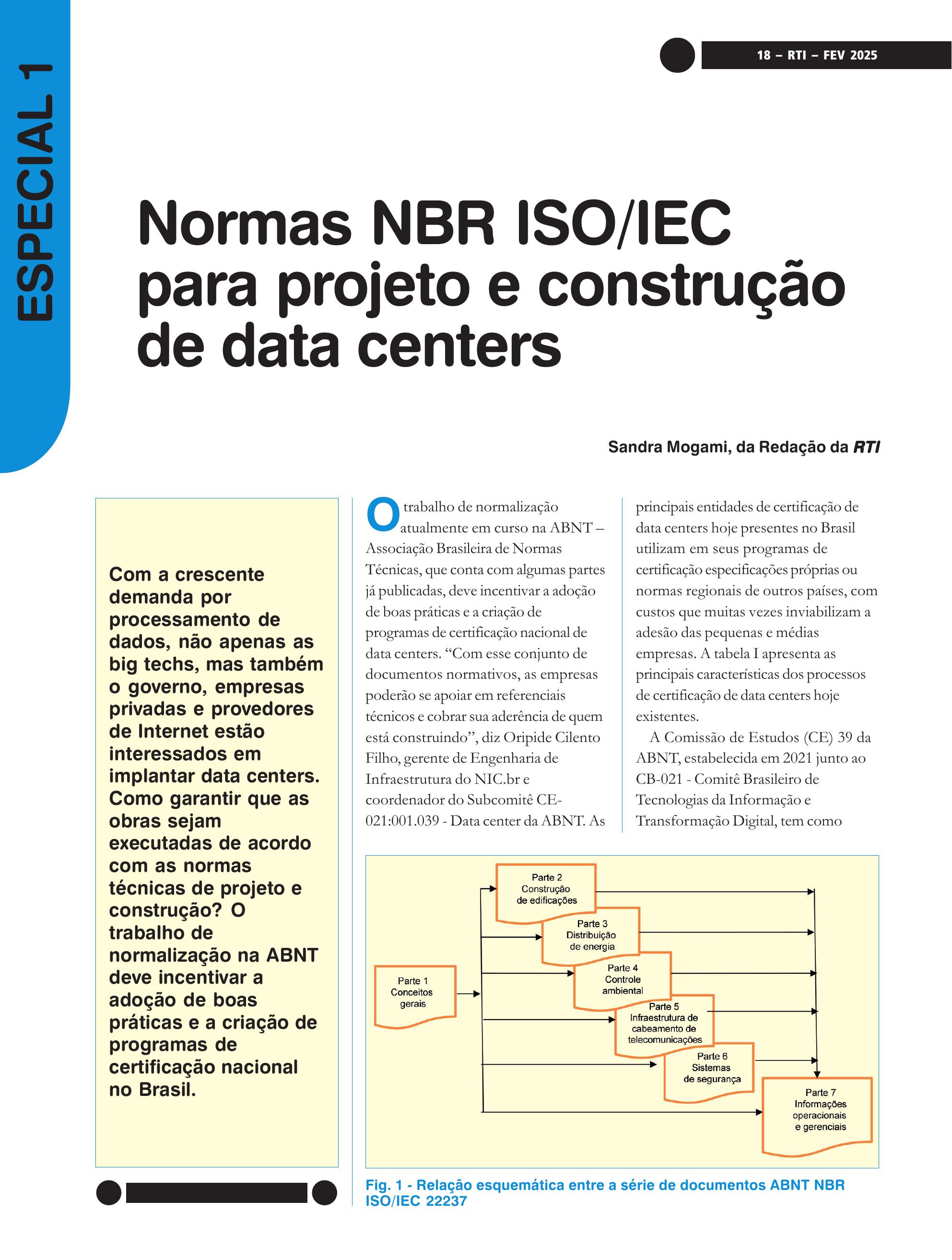 NIC.br - Na Mídia - Normas NBR ISO/IEC para projeto e construcao de ...