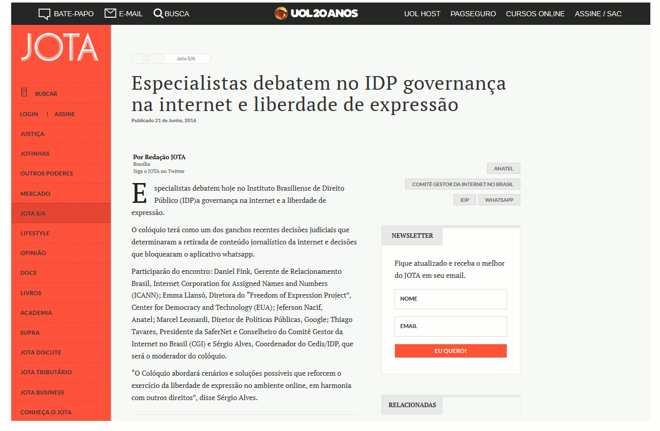 NIC.br - Na Mídia - Especialistas debatem no IDP governança na internet ...