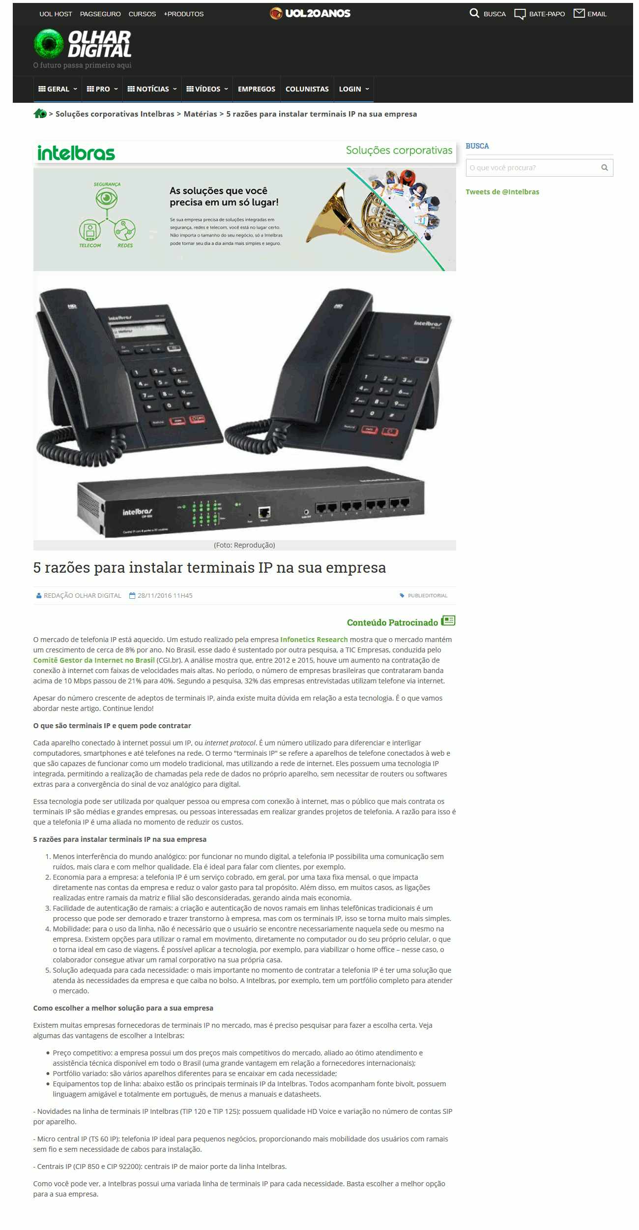 NIC.br - Na Mídia - 5 razões para instalar terminais IP na sua empresa