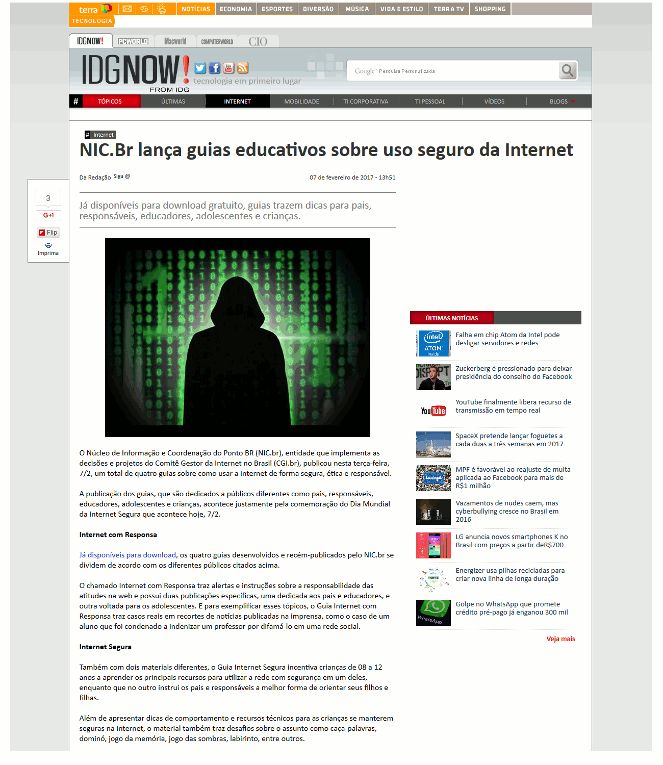 NIC.br - Na Mídia - NIC.br lança guias educativos sobre uso seguro da ...