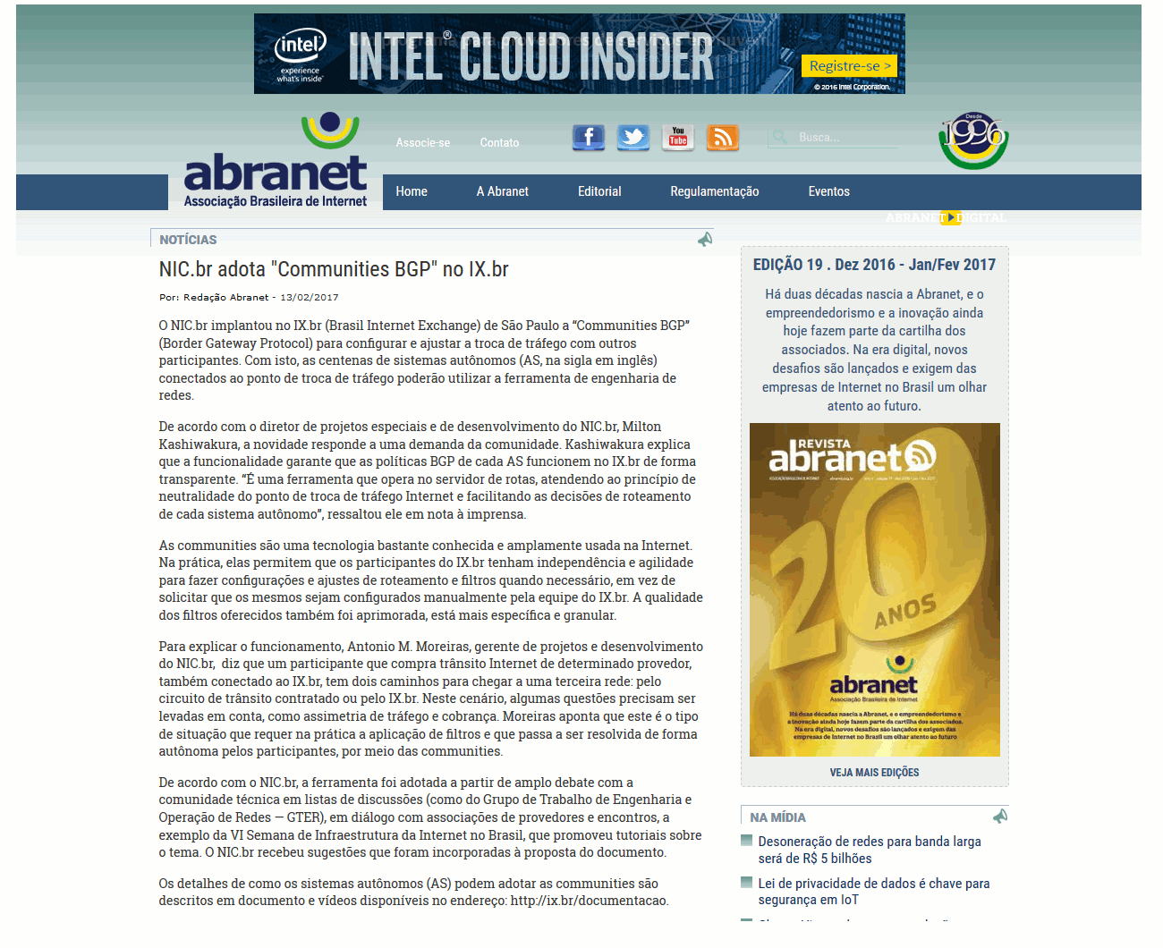 NIC.br - Na Mídia - NIC.br adota "Communities BGP" no IX.br