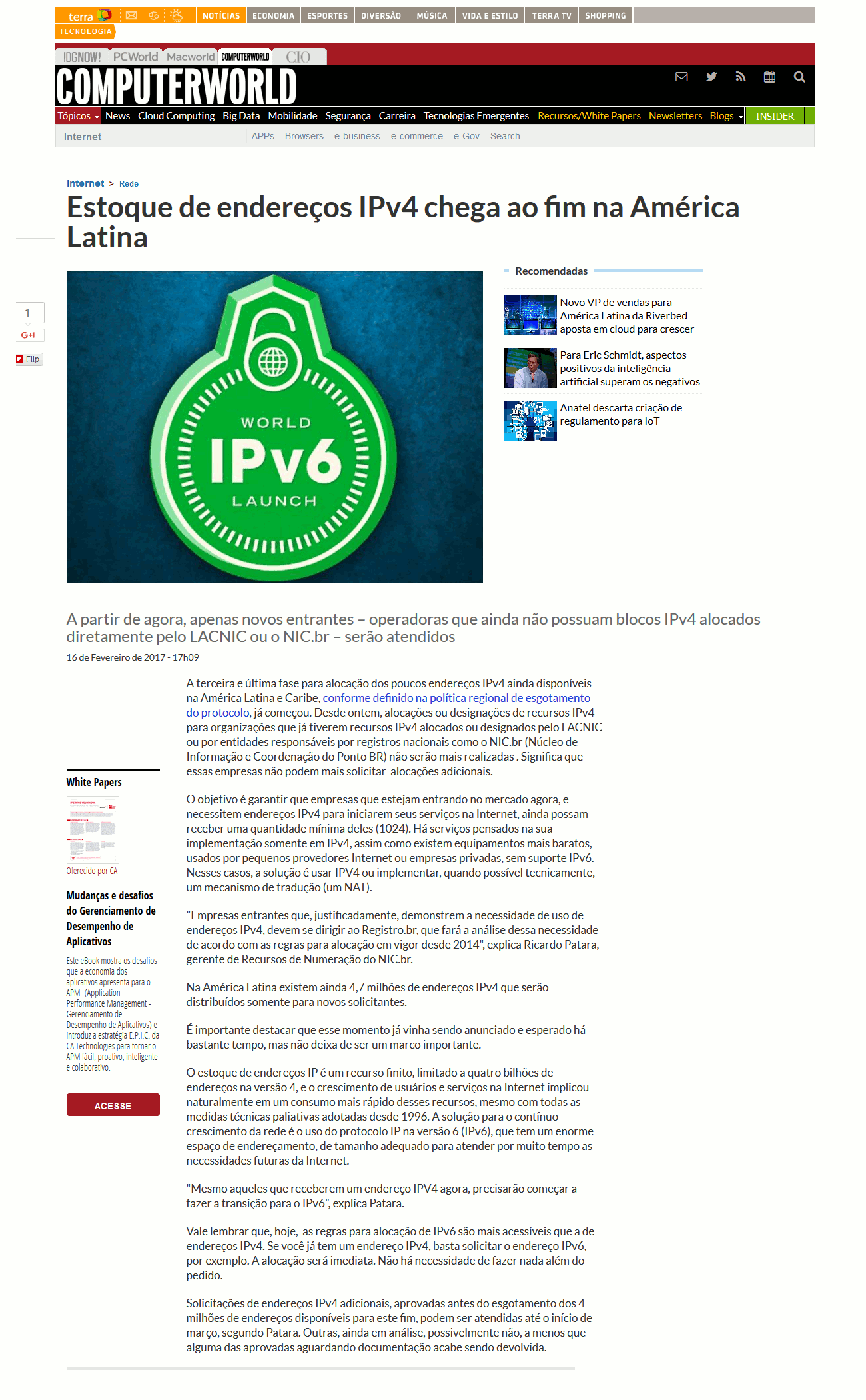 NIC.br - Na Mídia - Estoque de endereços IPv4 chega ao fim na América ...