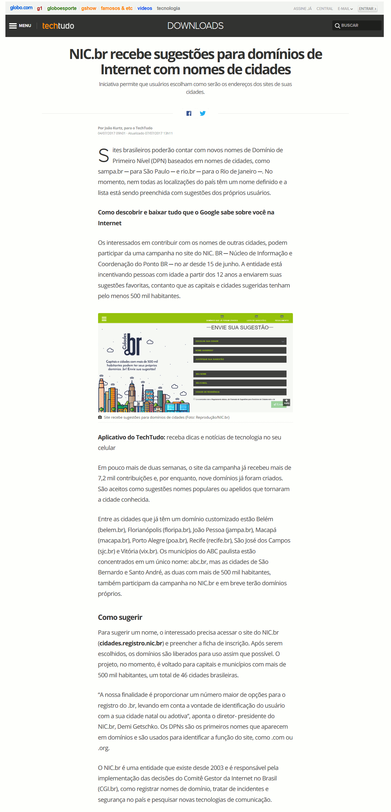 NIC.br - Na Mídia - NIC.br recebe sugestões para domínios de Internet ...