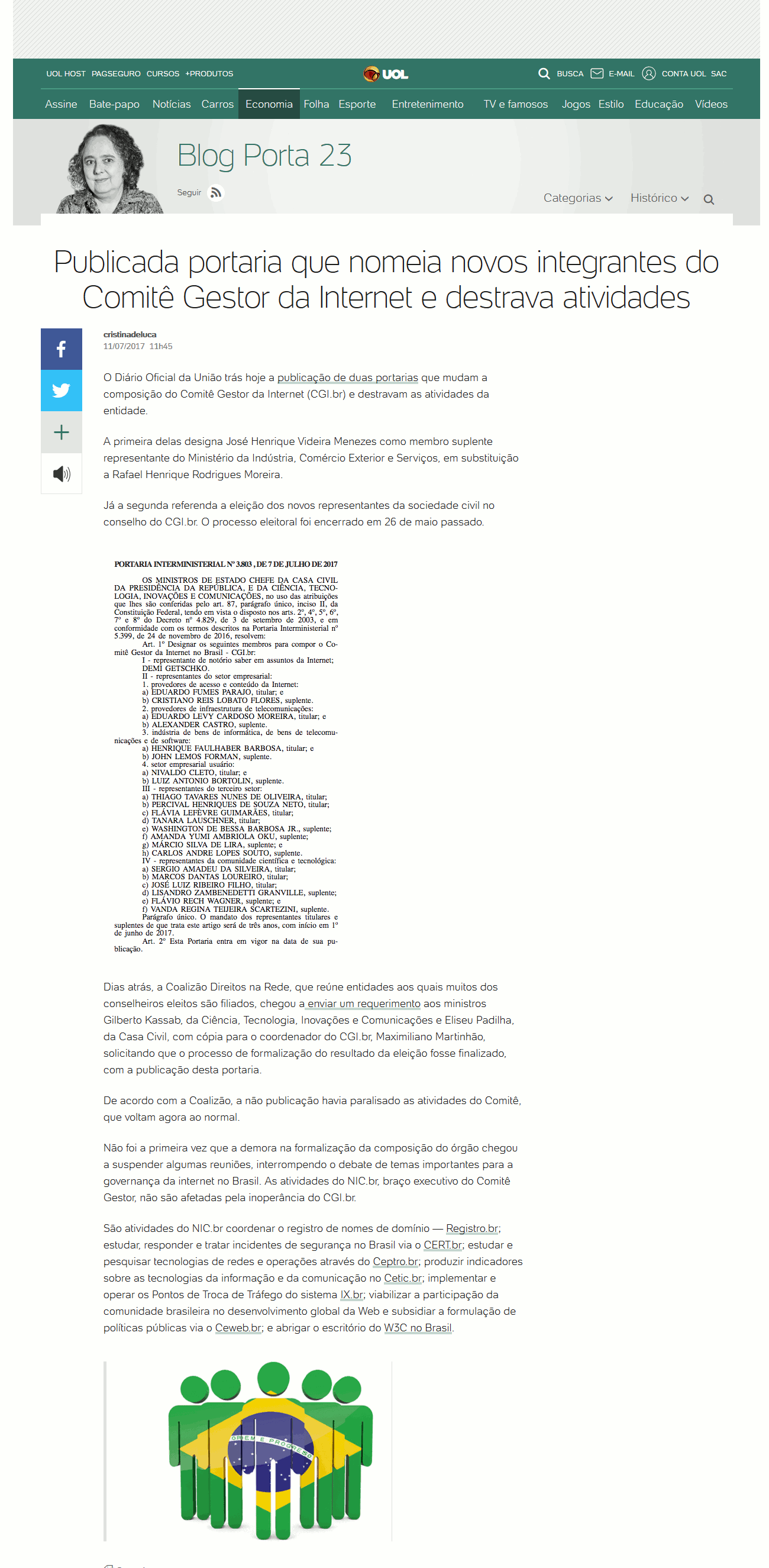 NIC.br - Na Mídia - Publicada portaria que nomeia novos integrantes do ...