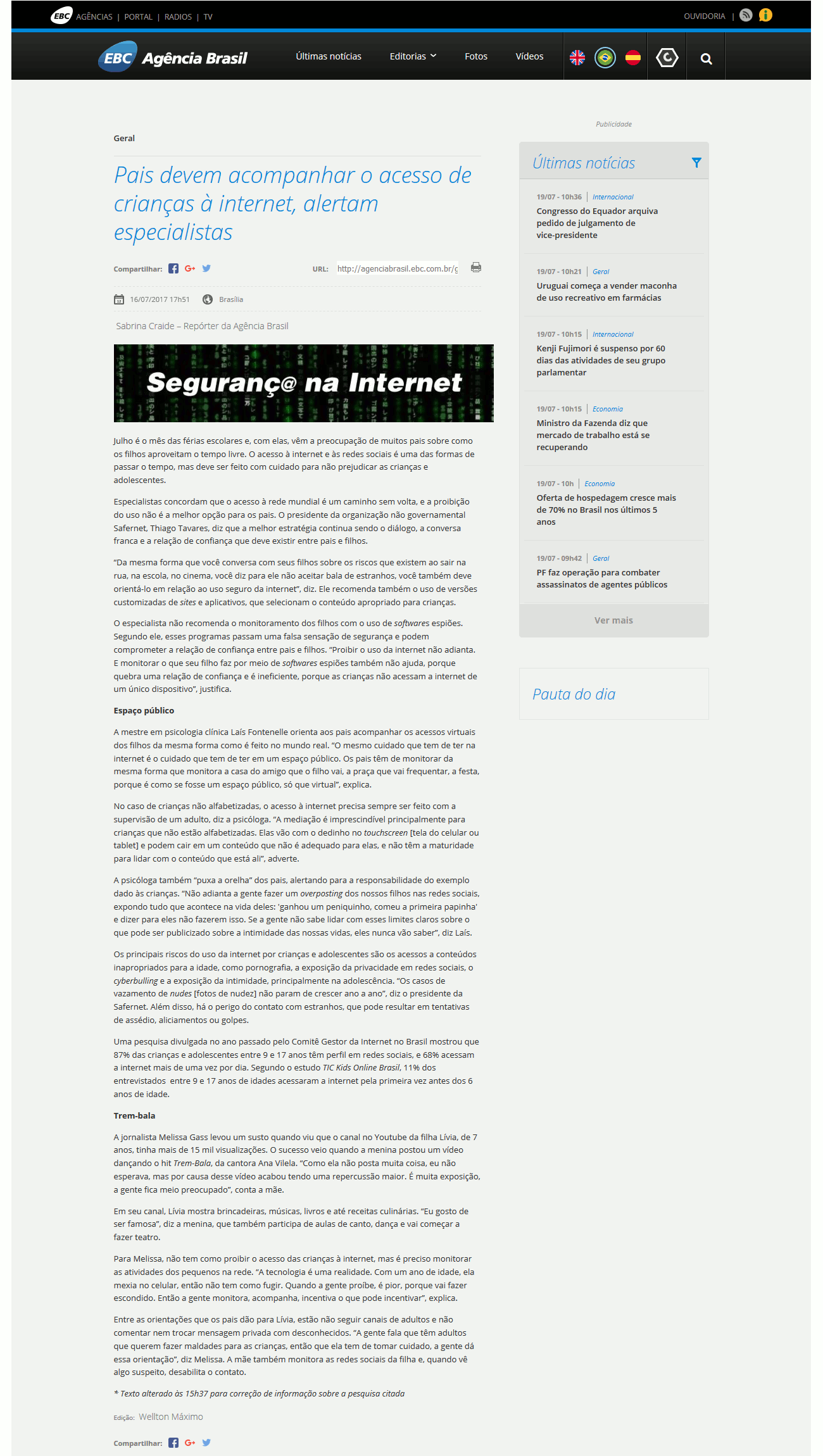 NIC.br - Na Mídia - Pais devem acompanhar o acesso de crianças à ...