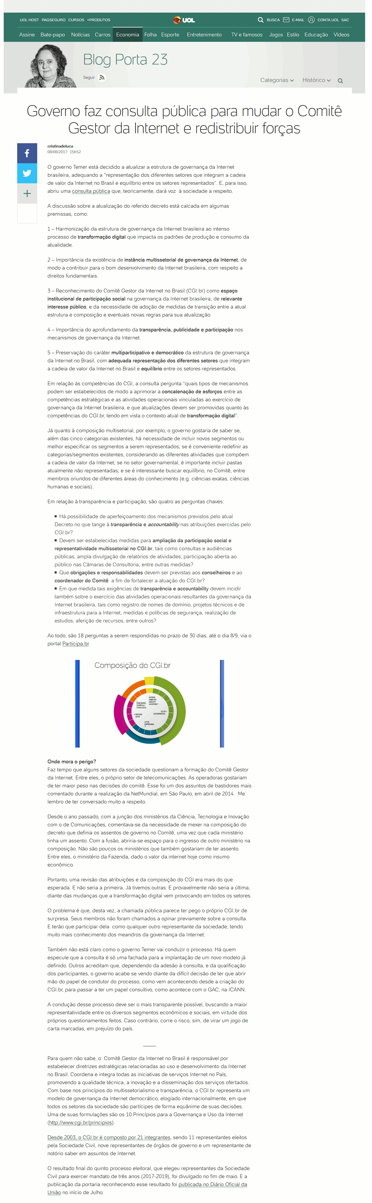 NIC.br - Na Mídia - Governo faz consulta pública para mudar o Comitê ...