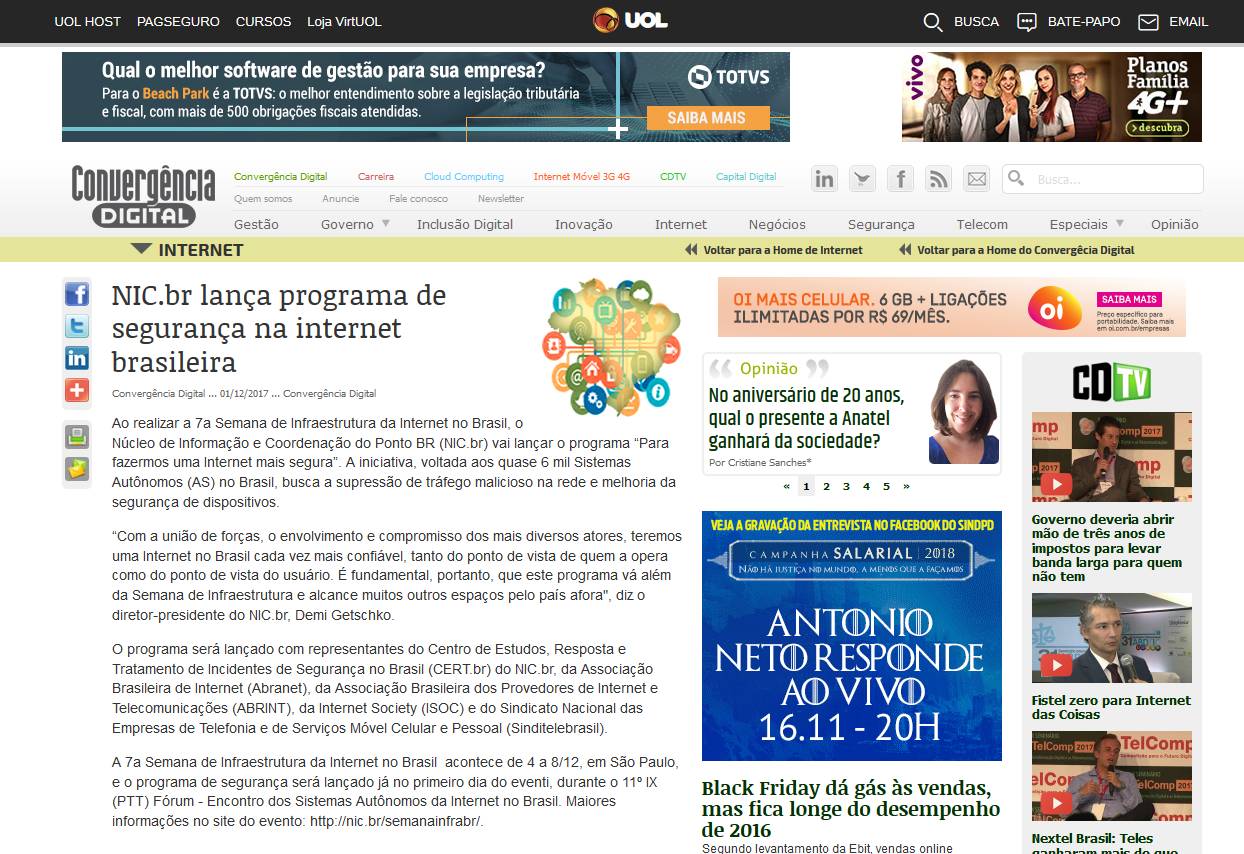 NIC.br - Na Mídia - NIC.br lança programa de segurança na internet ...