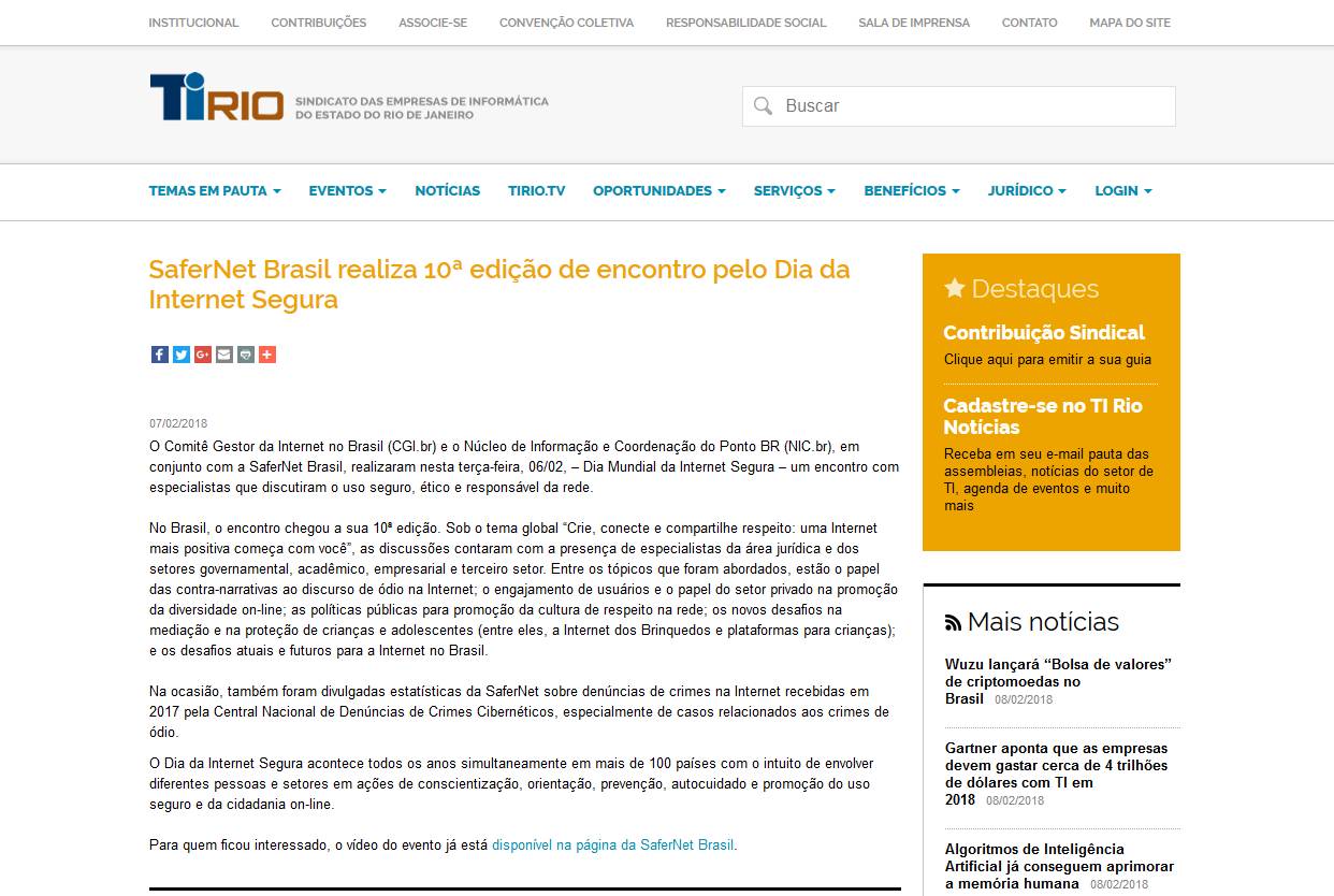 NIC.br - Na Mídia - SaferNet Brasil realiza 10ª edição de encontro pelo ...