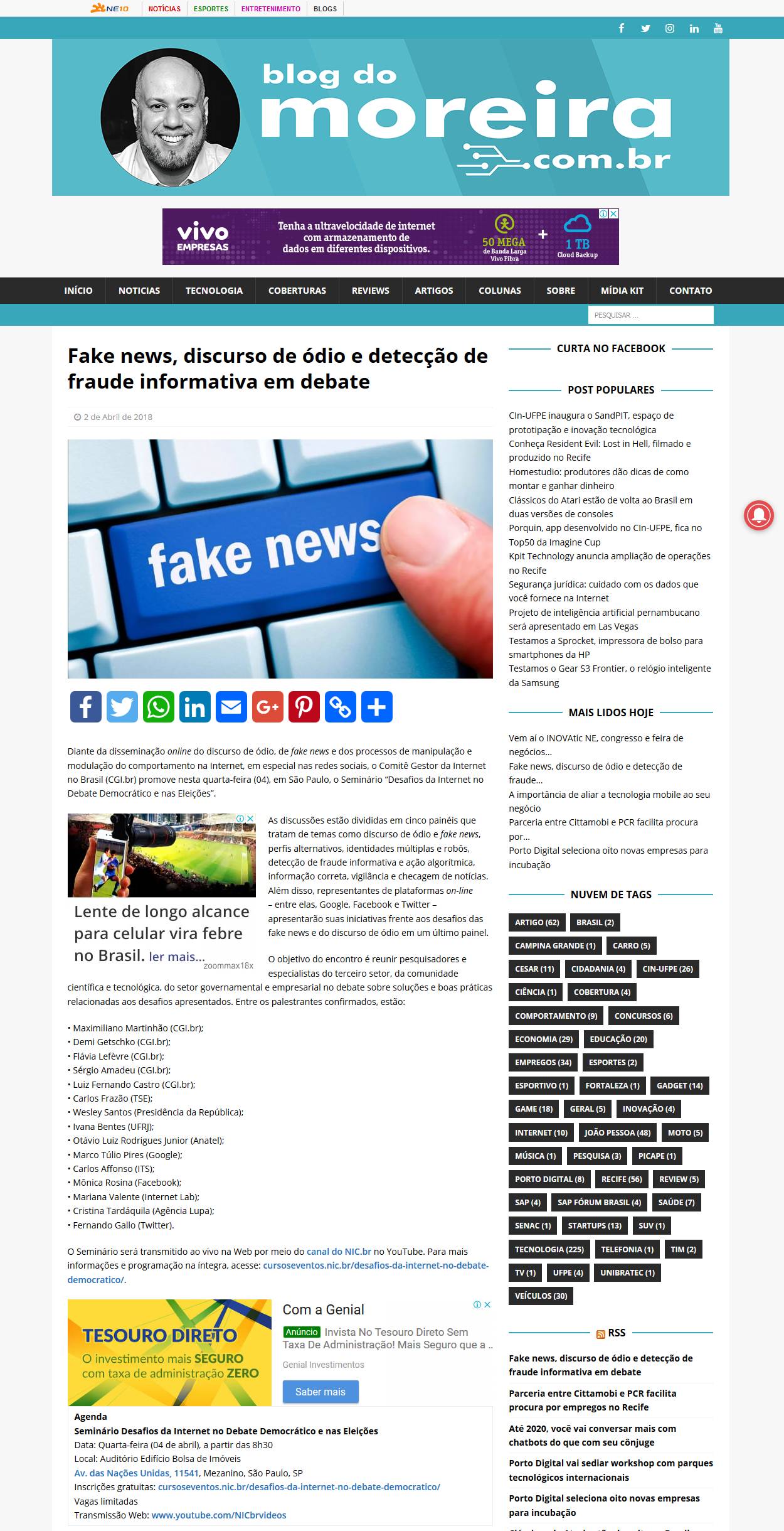 NIC.br - Na Mídia - Fake news, discurso de ódio e detecção de fraude ...