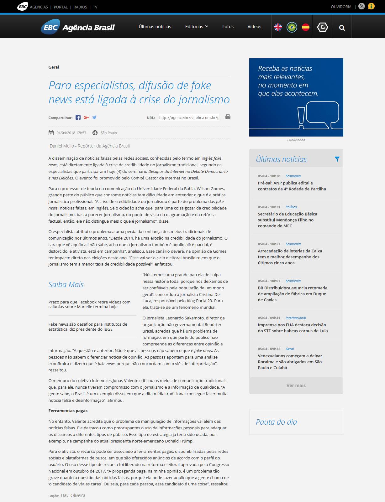 NIC.br - Na Mídia - Para especialistas, difusão de fake news está ...