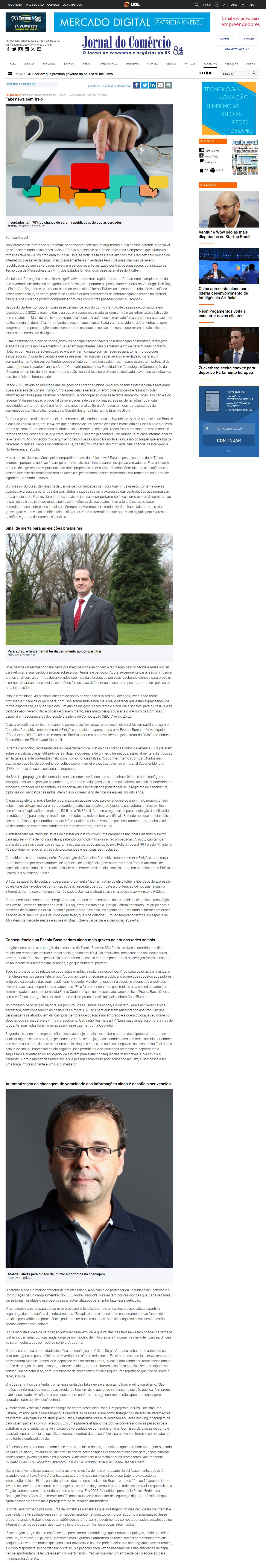 NIC.br - Na Mídia - Fake news sem freio