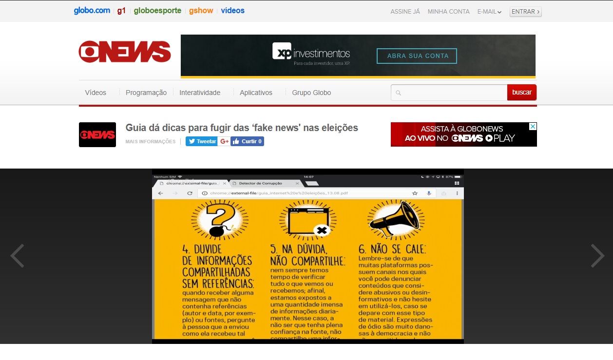 NIC.br - Na Mídia - Guia dá dicas para fugir das ‘fake news' nas eleições