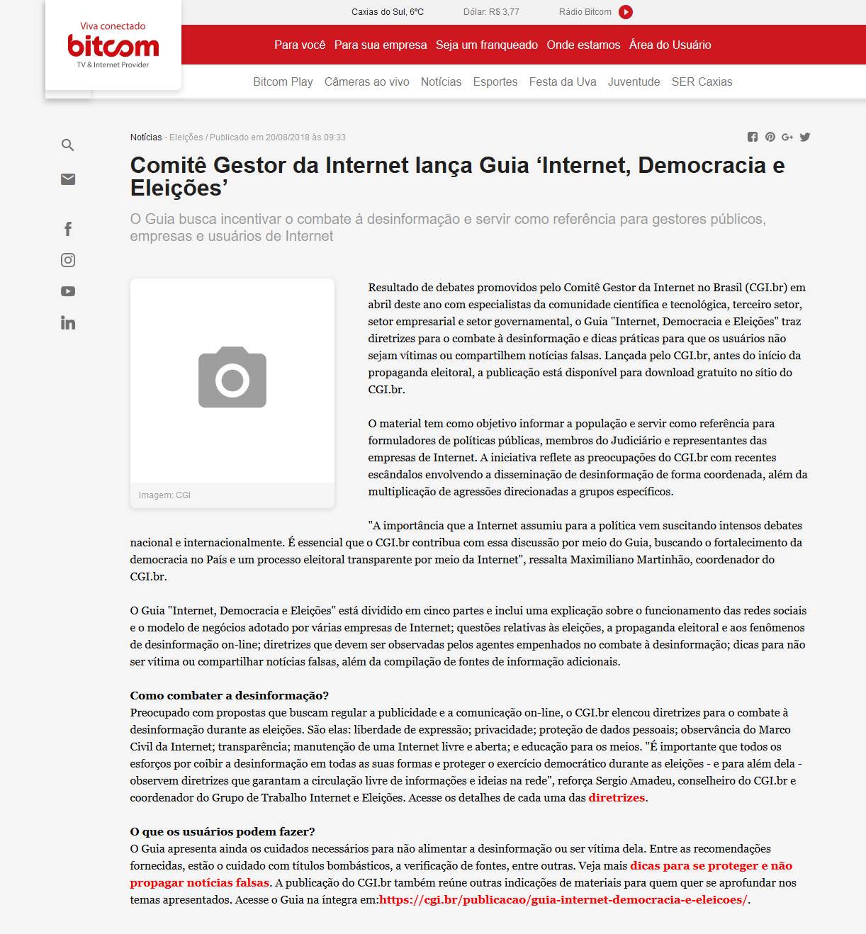 NIC.br - Na Mídia - Comitê Gestor da Internet lança Guia ‘Internet ...