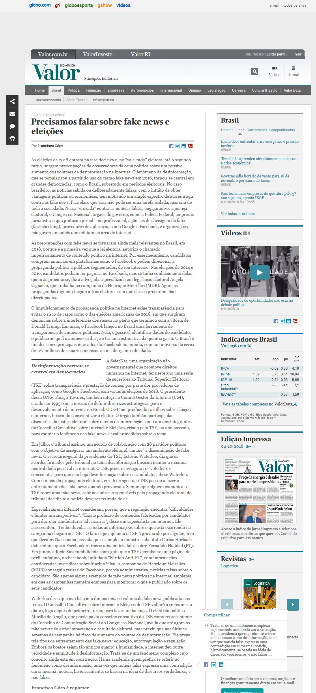 NIC.br - Na Mídia - Precisamos falar sobre fake news e eleições