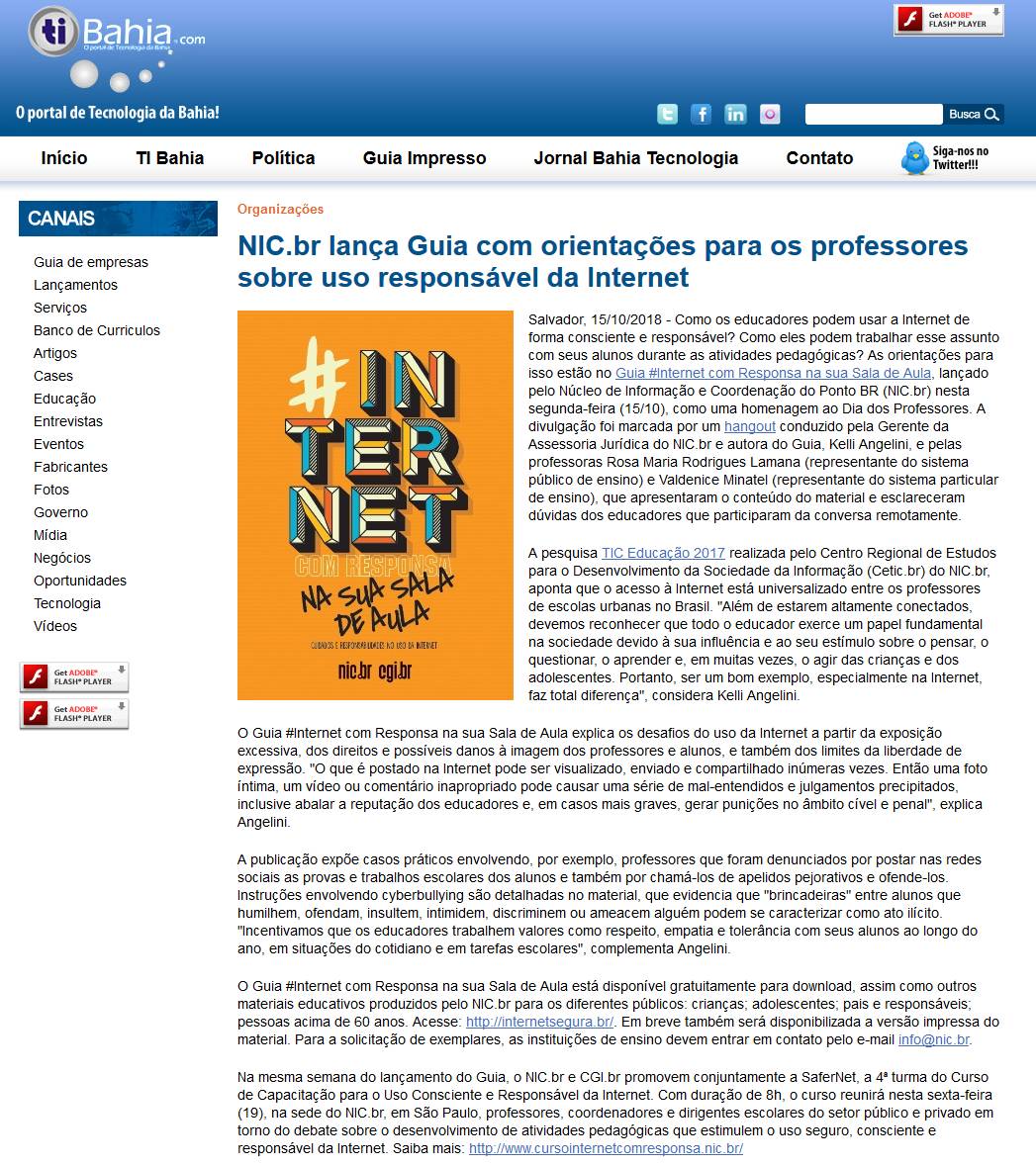 NIC.br - Na Mídia - NIC.br lança Guia com orientações para os ...