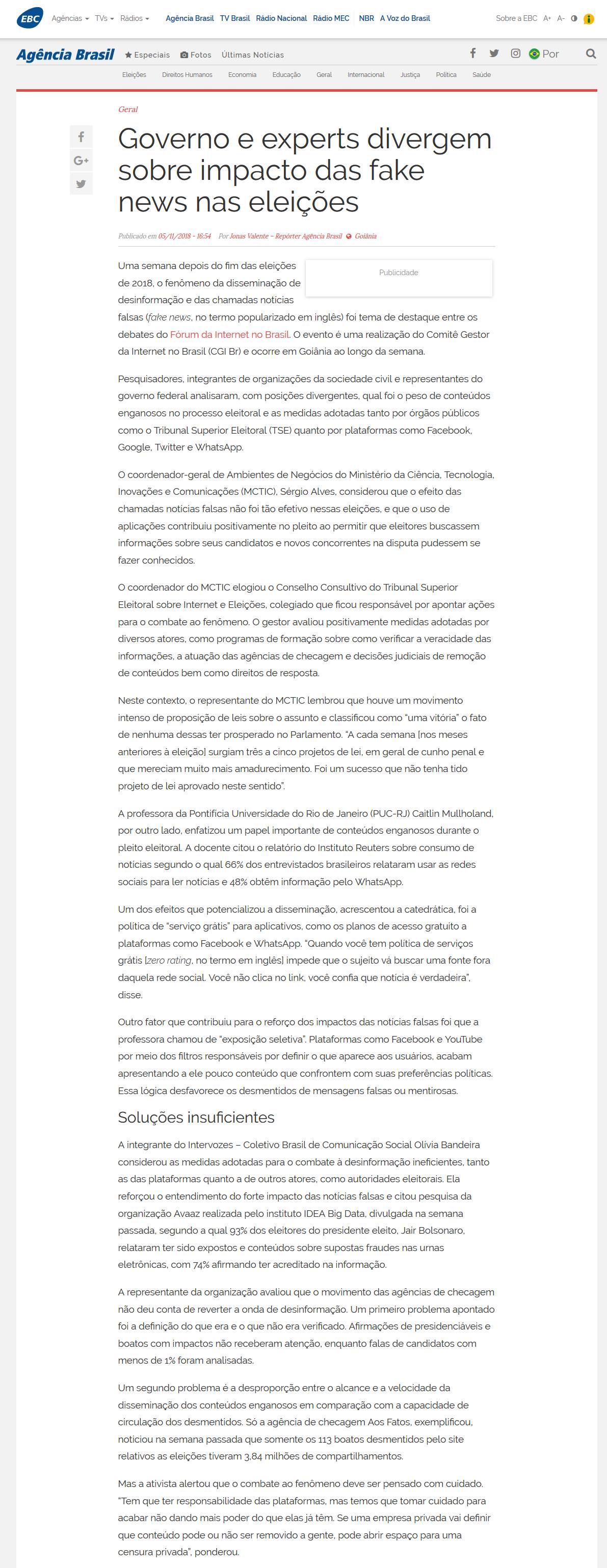 NIC.br - Na Mídia - Governo e experts divergem sobre impacto das fake ...