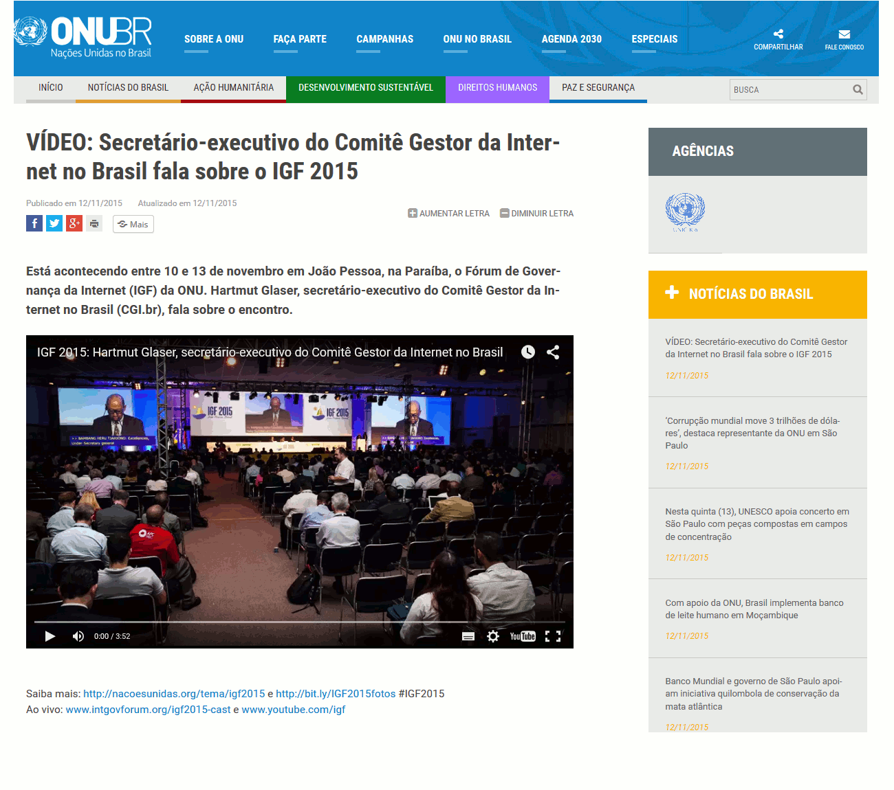 NIC.br - Na Mídia - Secretário-executivo do Comitê Gestor da Internet no Brasil fala sobre o IGF ...