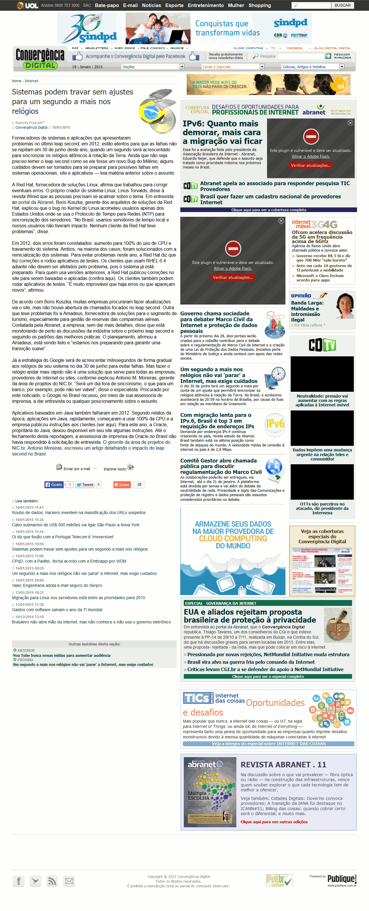 NIC.br - Na Mídia - Sistemas podem travar sem ajustes para um segundo a ...