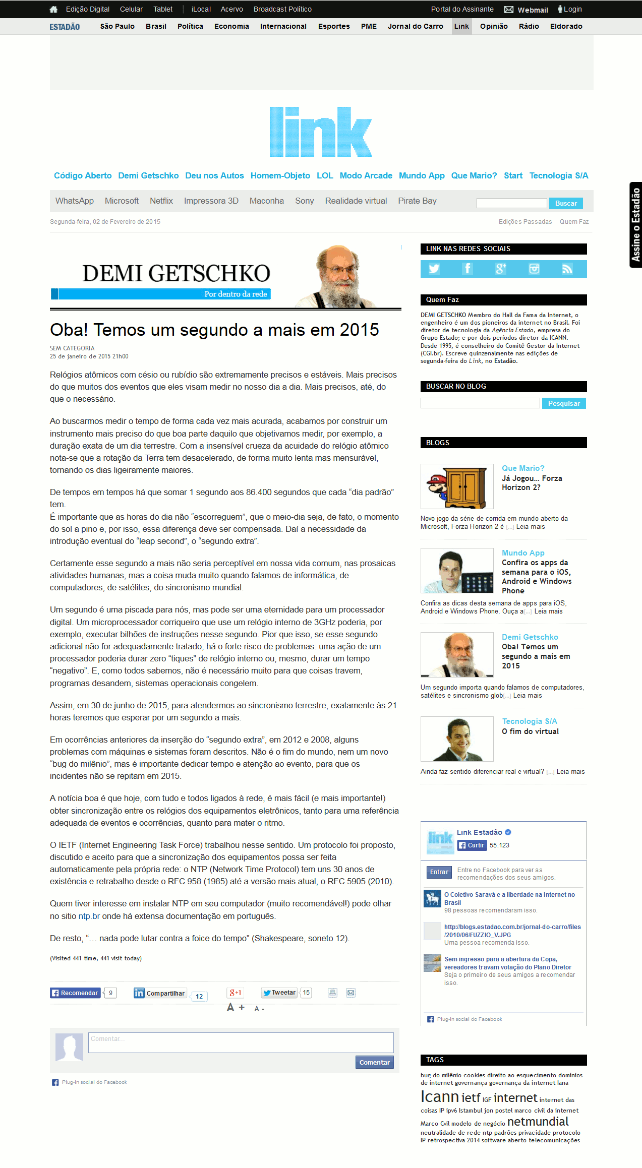 NIC.br - Na Mídia - Oba! Temos um segundo a mais em 2015