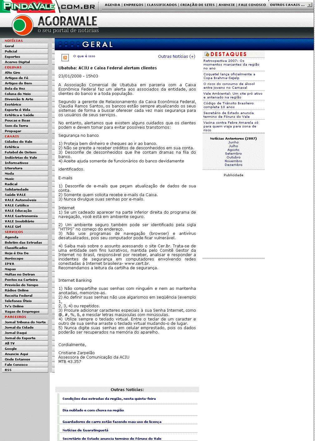 NIC.br - Na Mídia - Ubatuba: ACIU e Caixa Federal alertam clientes NIC.br - Na Mídia - Ubatuba: ACIU e Caixa Federal alertam clientes