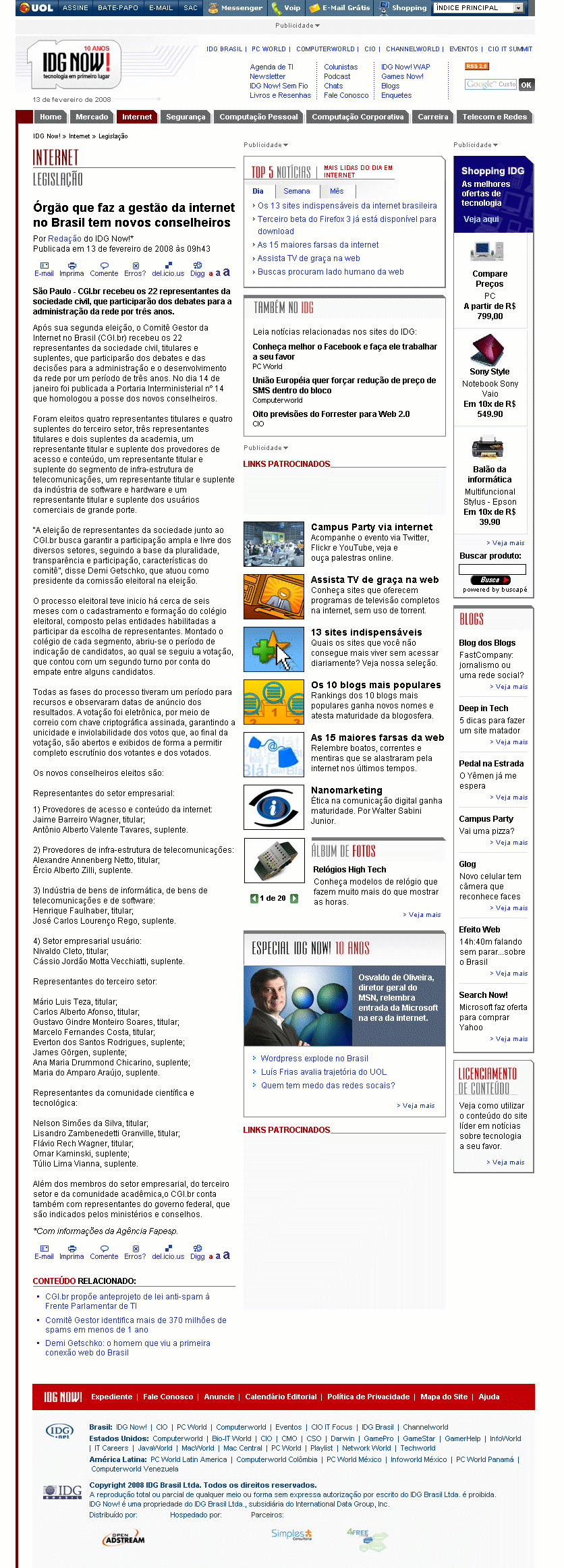 NIC.br - Na Mídia - Órgão que faz a gestão da internet no Brasil tem ...