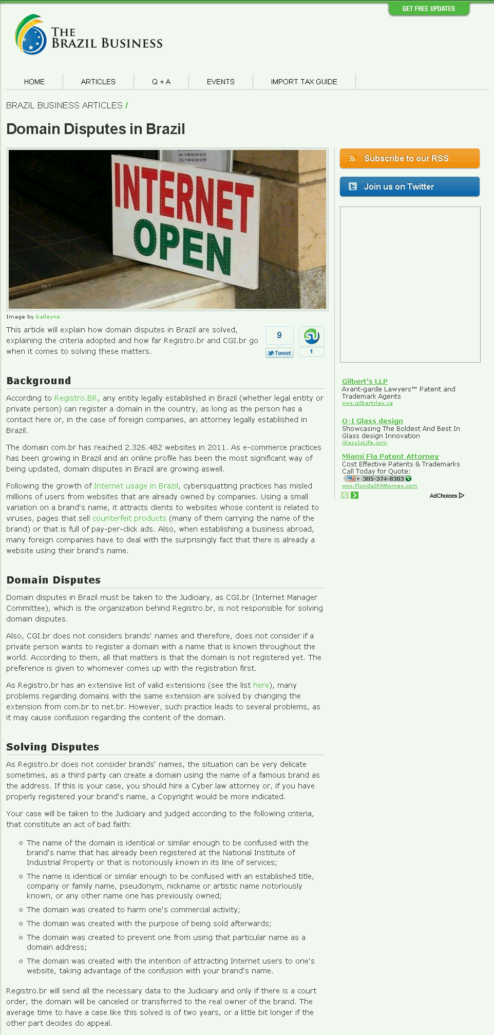 NIC.br - Na Mídia - Domain Disputes in Brazil