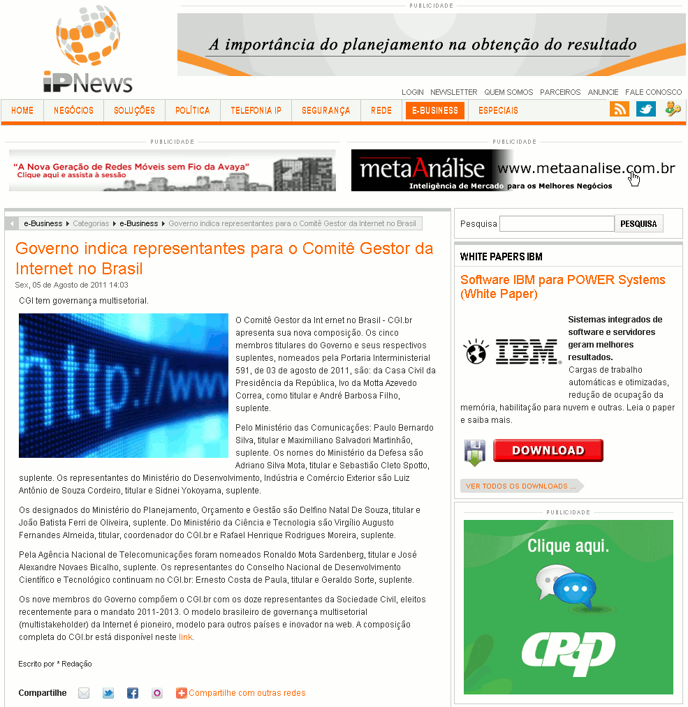 NIC.br - Na Mídia - Governo indica representantes para o Comitê Gestor ...