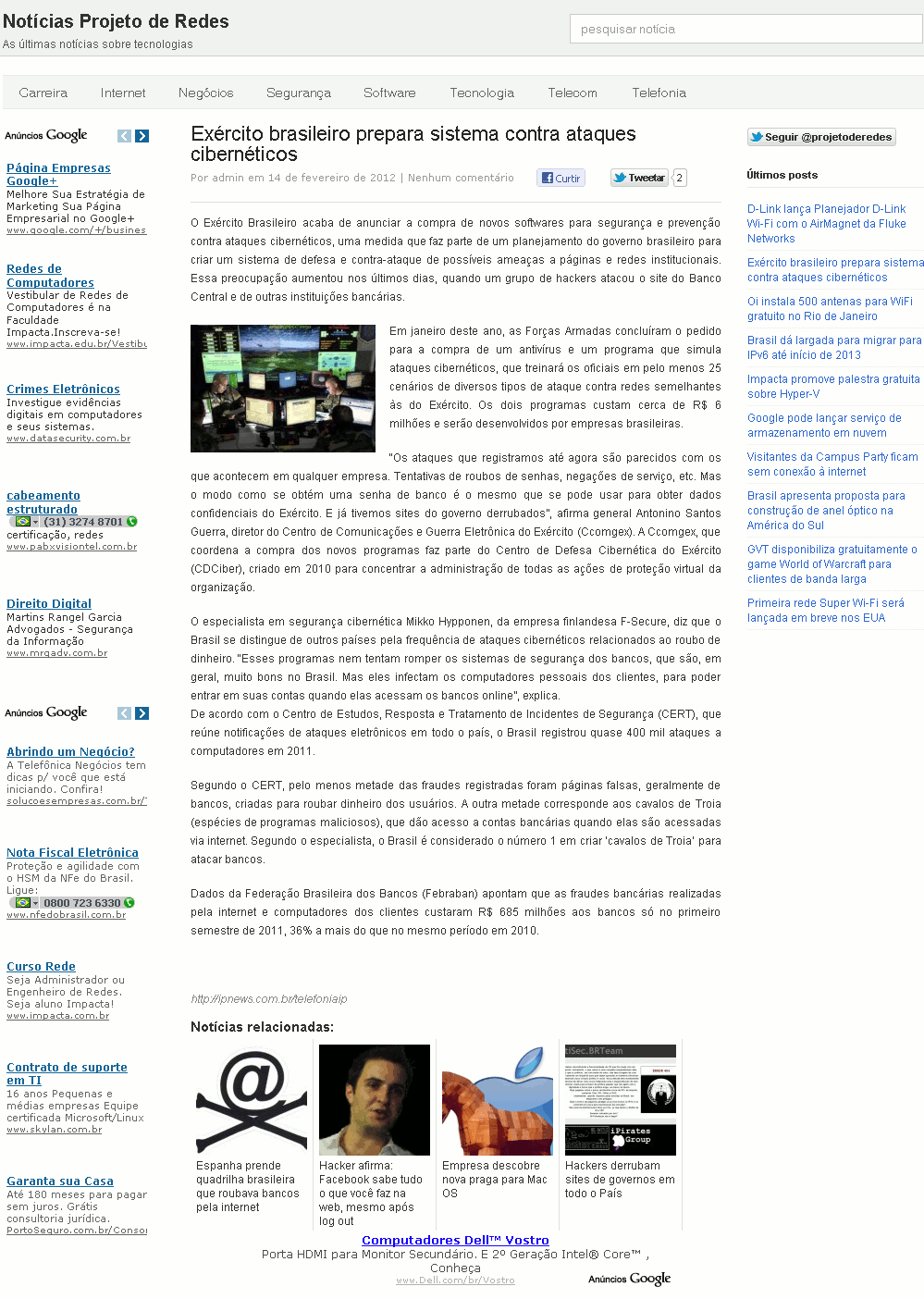 NIC.br - Na Mídia - Exército brasileiro prepara sistema contra ataques ...