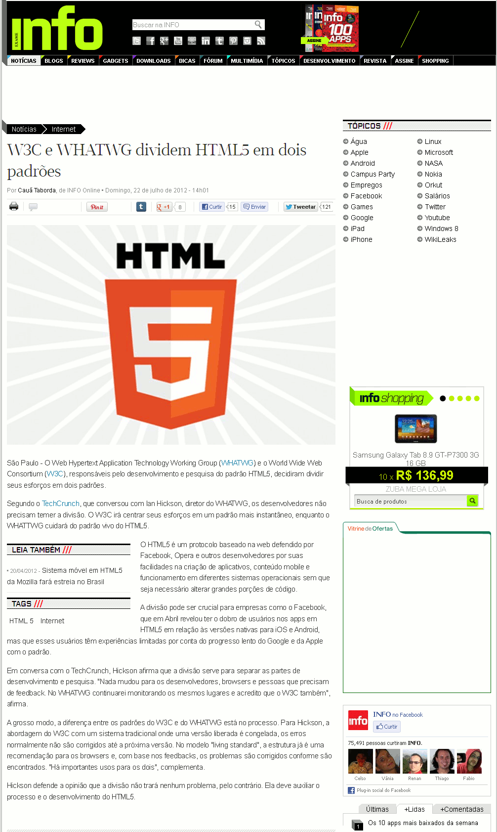 NIC.br - Na Mídia - W3C e WHATWG dividem HTML5 em dois padrões