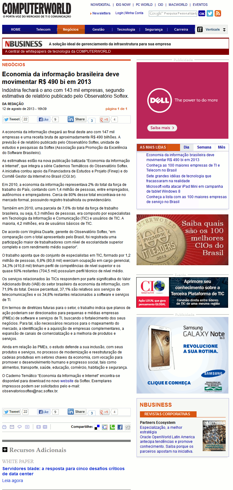 NIC.br - Na Mídia - Economia da informação brasileira deve movimentar R ...