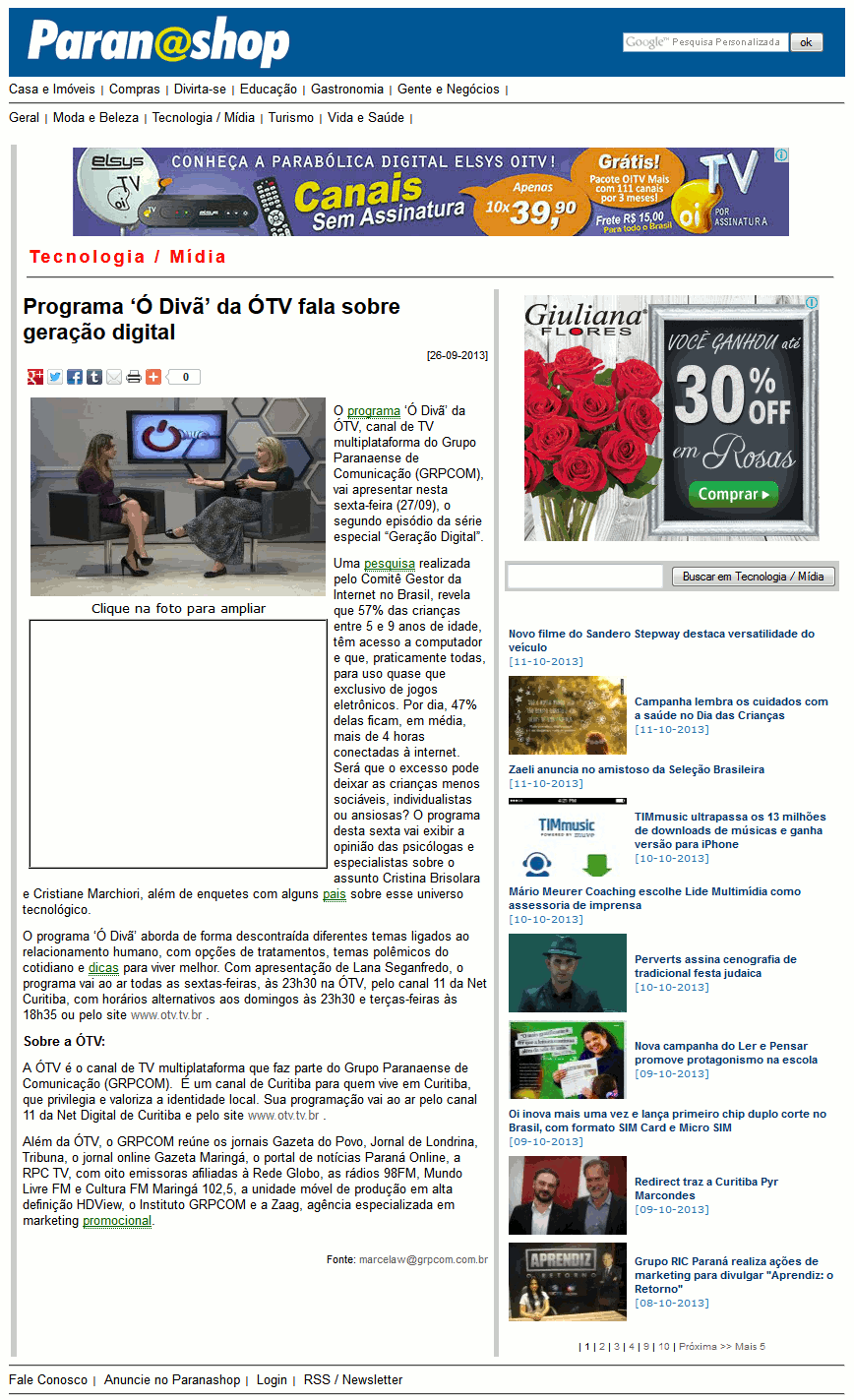 NIC.br - Na Mídia - Programa Ó Divã da ÓTV fala sobre geração digital