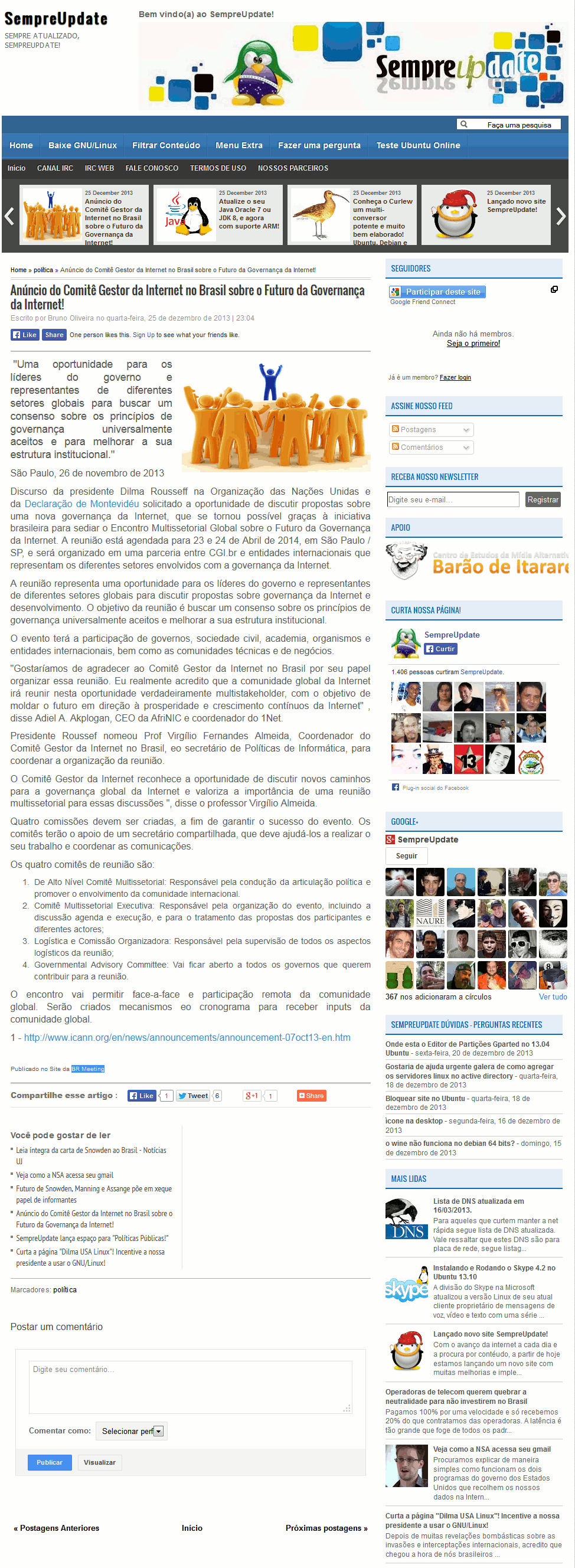 NIC.br - Na Mídia - Anúncio do Comitê Gestor da Internet no Brasil ...