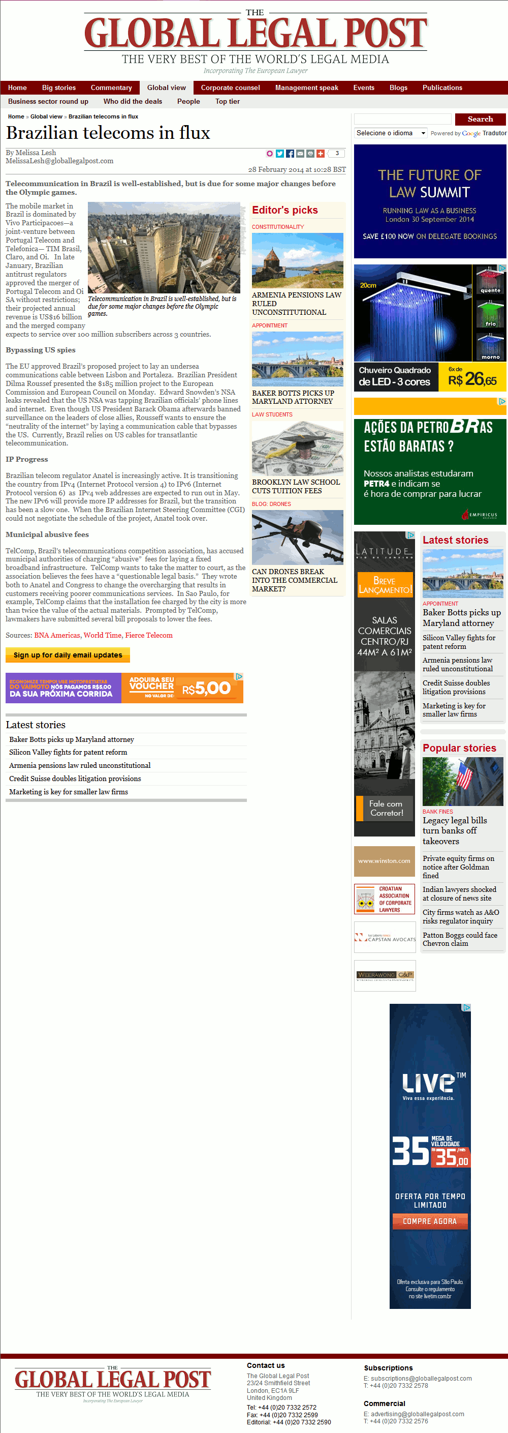 NIC.br - Na Mídia - Brazilian telecoms in flux