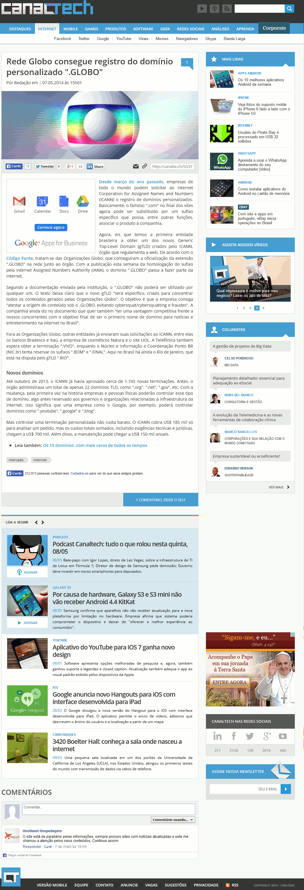 NIC.br - Na Mídia - Rede Globo consegue registro do domínio ...