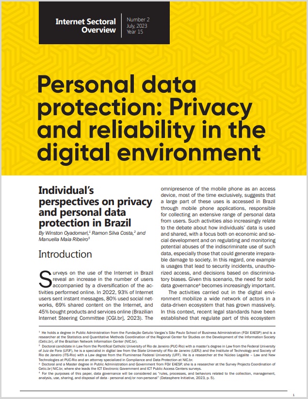 NIC.br - Year XV - N. 2 - Personal data protection: Privacy and ...